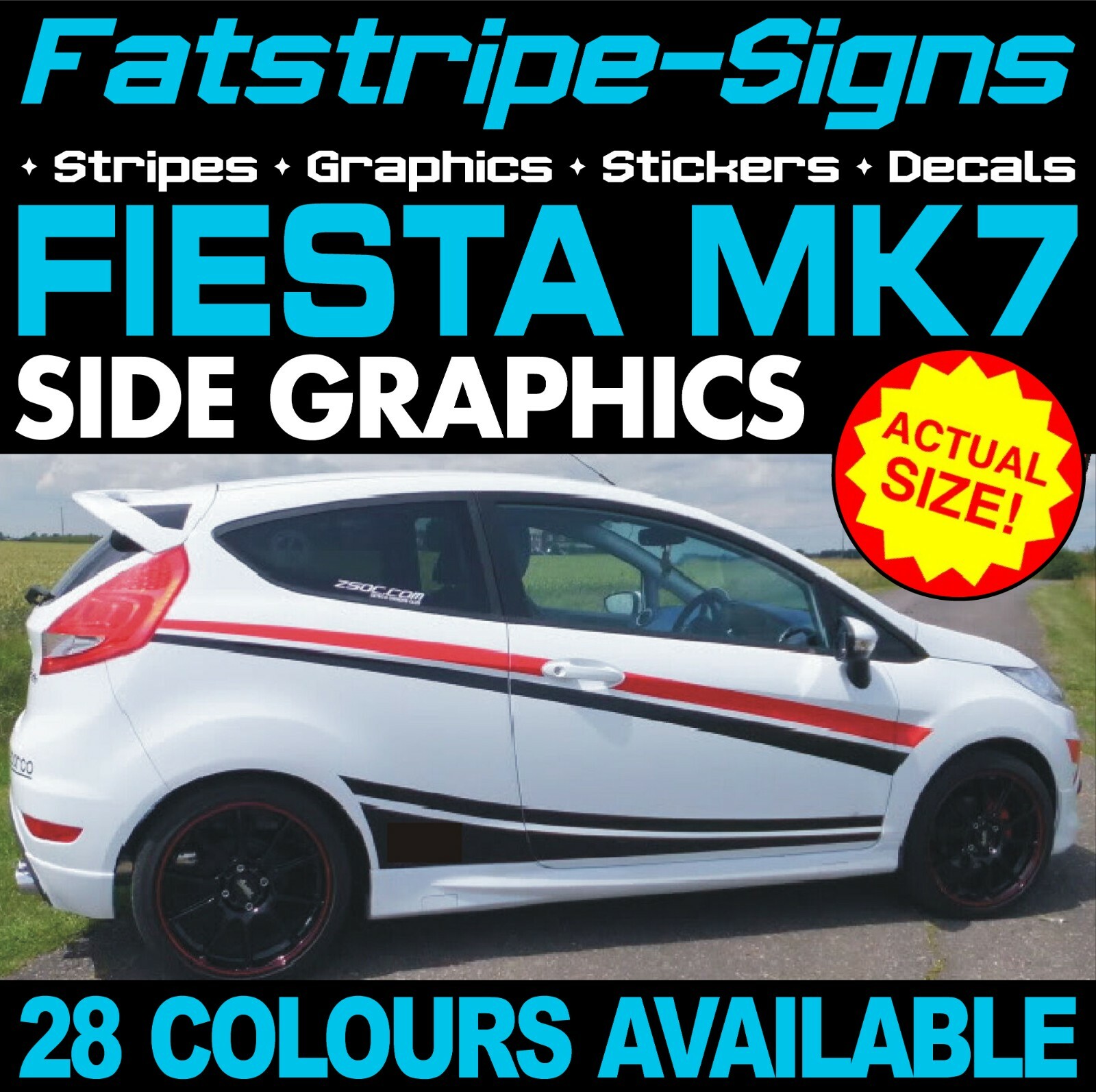 fits Ford Fiesta Stripes ST Graphics Stickers Decals Zetec RS Mk7 | eBay UK