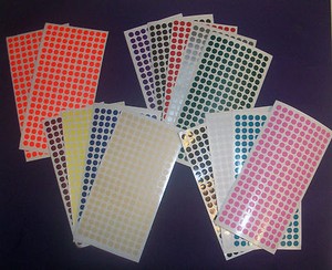 5mm 6mm 8mm 10mm 20mm 30mm 50mm COLOURED DOTS CIRCLE STICKERS CHART ...