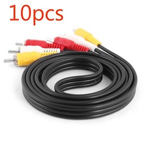 10pcs AV CABLE 3 RCA Male AUDIO VIDEO Cord Composite Yellow/Red/White ...