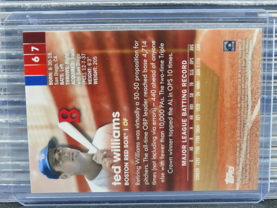 2020 Stadium Club Chrome Ted Williams X-Fractor Parallel #67 Red Sox | eBay