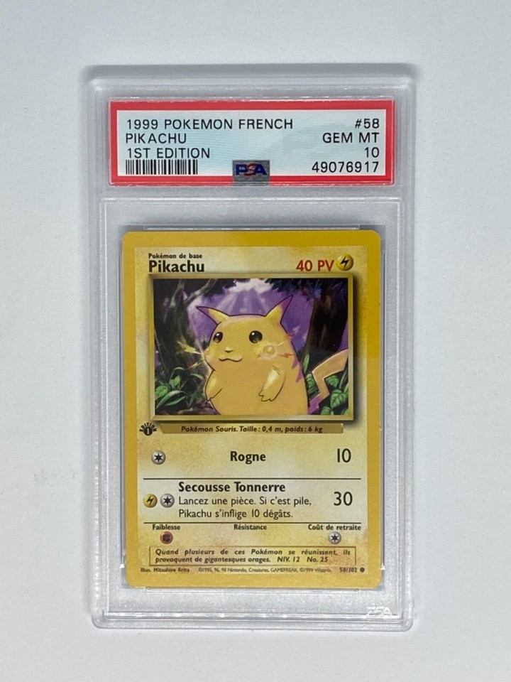 1999 Pokemon FRENCH Pikachu 58/102 - 1st Edition - Gem Mint PSA 10 ...