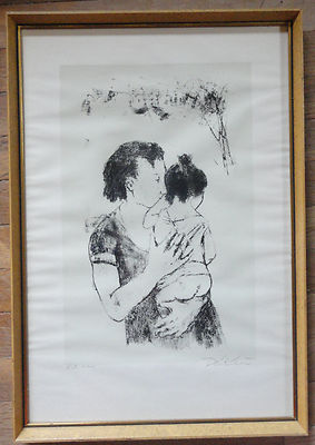 LISTED ARTIST ALEXANDER DOBKIN LITHOGRAPH MOTHER & CHILD SIGNED Edition ...
