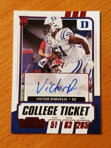 2021 Contenders Draft Red #317 Victor Dimukeje Duke Cardinals Rookie ...