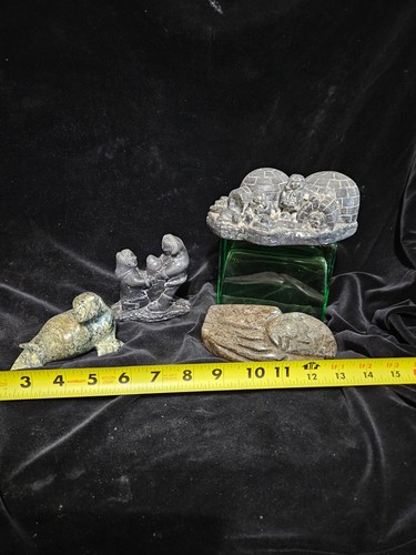 Inuit Stone Carved Figurines Arctic Animal and Village Collection ...