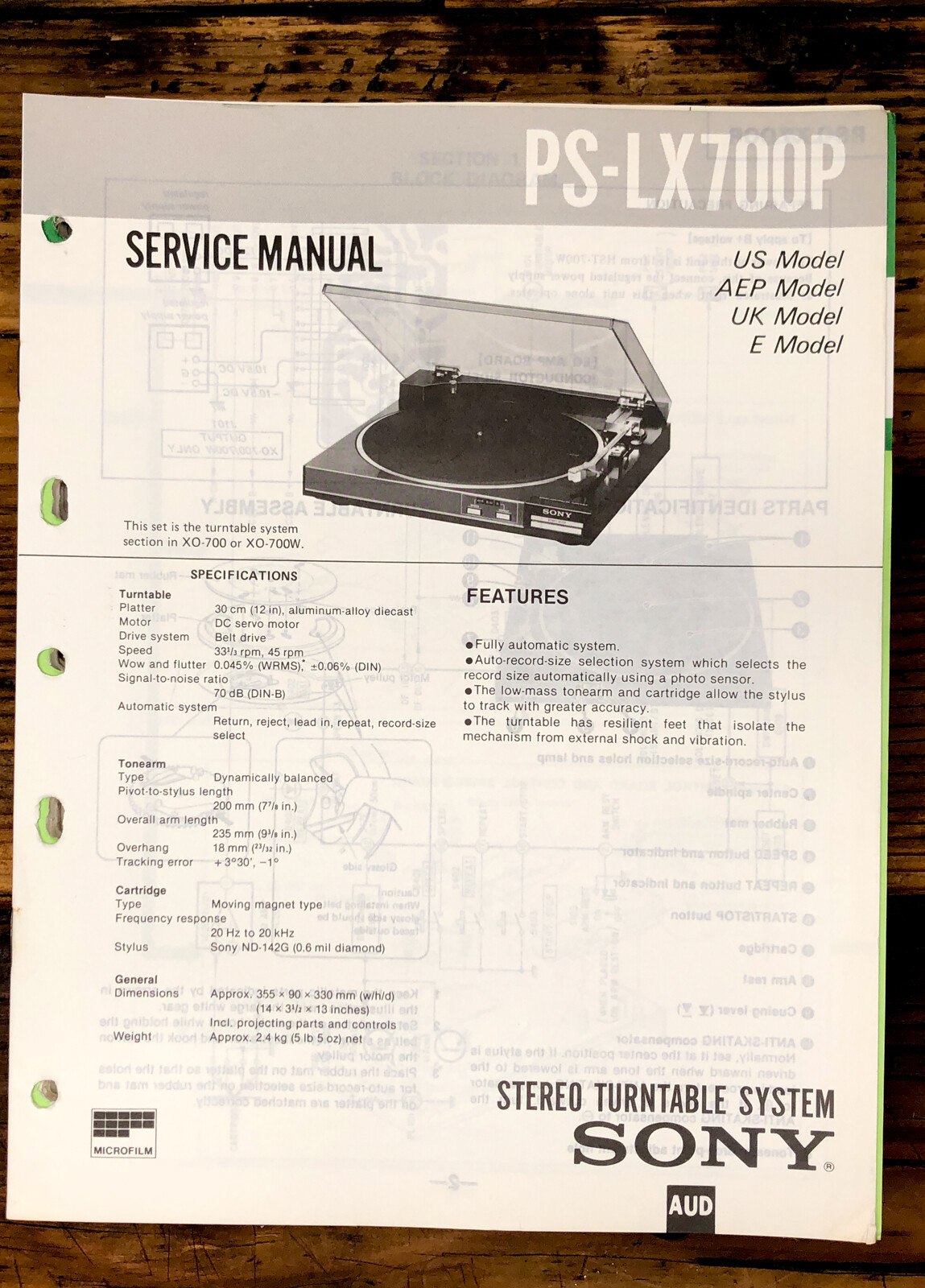 Sony PS-LX700P Record Player / Turntable Service Manual *Original* | eBay