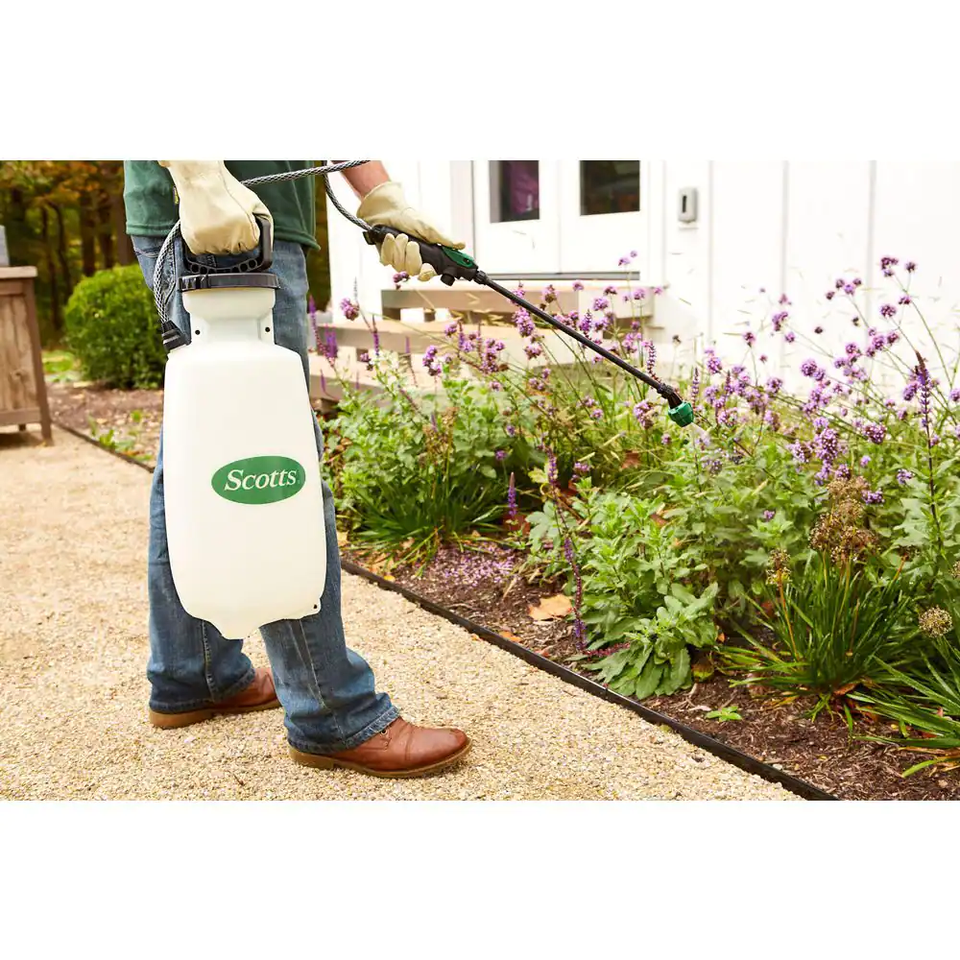 Scotts 2 Gallon Multi Sprayer 3 Spray Lawn Garden Water Plant Pump Wand ...