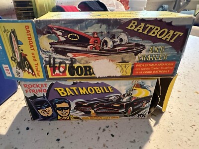 Original 107 Corgi Batboat for Batmobile w/ Trailer, Repro Box & Extras ...