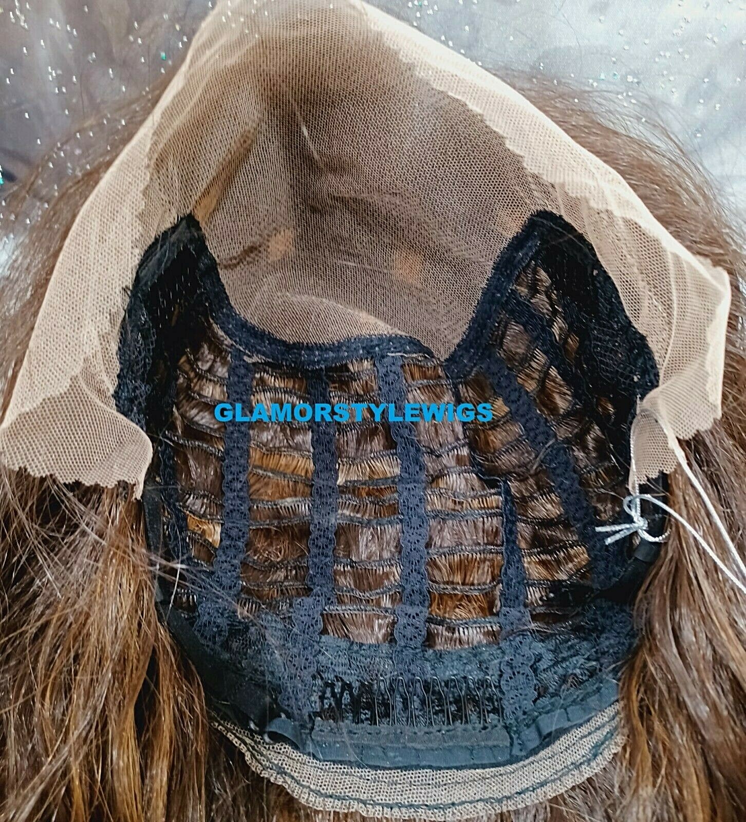 FREE PART HUMAN HAIR BLEND LACE FRONT FULL WIG LONG WAVY LAYERED BROWN ...