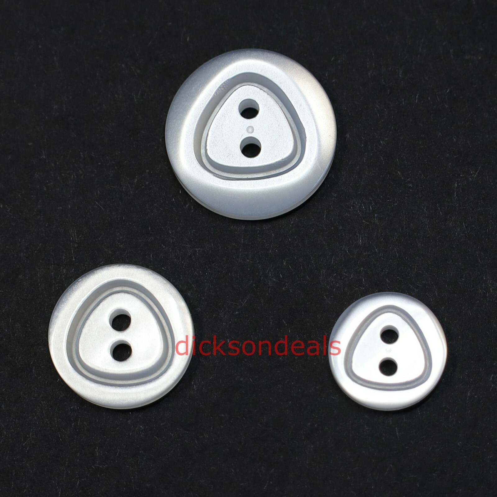 White 2 Hole Buttons Pearl Effect Triangular Centre 11.5mm Baby 14mm or ...
