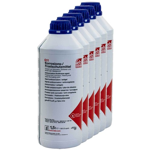 Antigel Concentré Febi G11 6 X 1,5 Litre Bleu pour Audi BMW Fiat Iveco ...