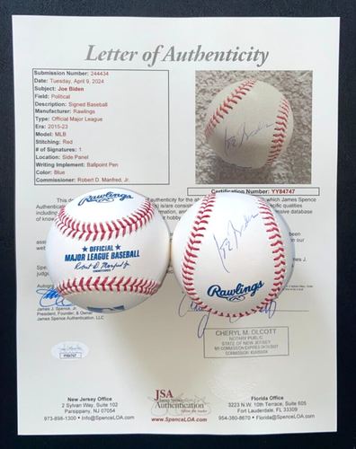 PRESIDENT JOE BIDEN SIGNED MLB BASEBALL ROMLB 46 WHITE HOUSE OBAMA VP ...