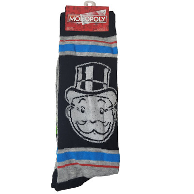 Monopoly Mens 6-12 Crew Socks 2 Pack Pair Hasbro Gaming Novelty NEW NIP ...