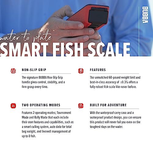 Tournament Grade Waterproof Fish Weigh Scale 60lb Capacity Red 8x4x3 ...