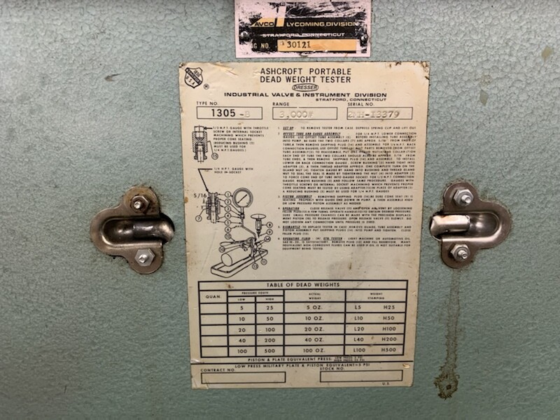 Ashcroft Portable Dead Weight Tester 3,000lb Hydraulic Pressure 1305-B ...