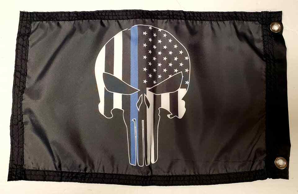 DuneRats Punisher Blue Line USA Skull ATV UTV MC Safety Whip Flag with ...