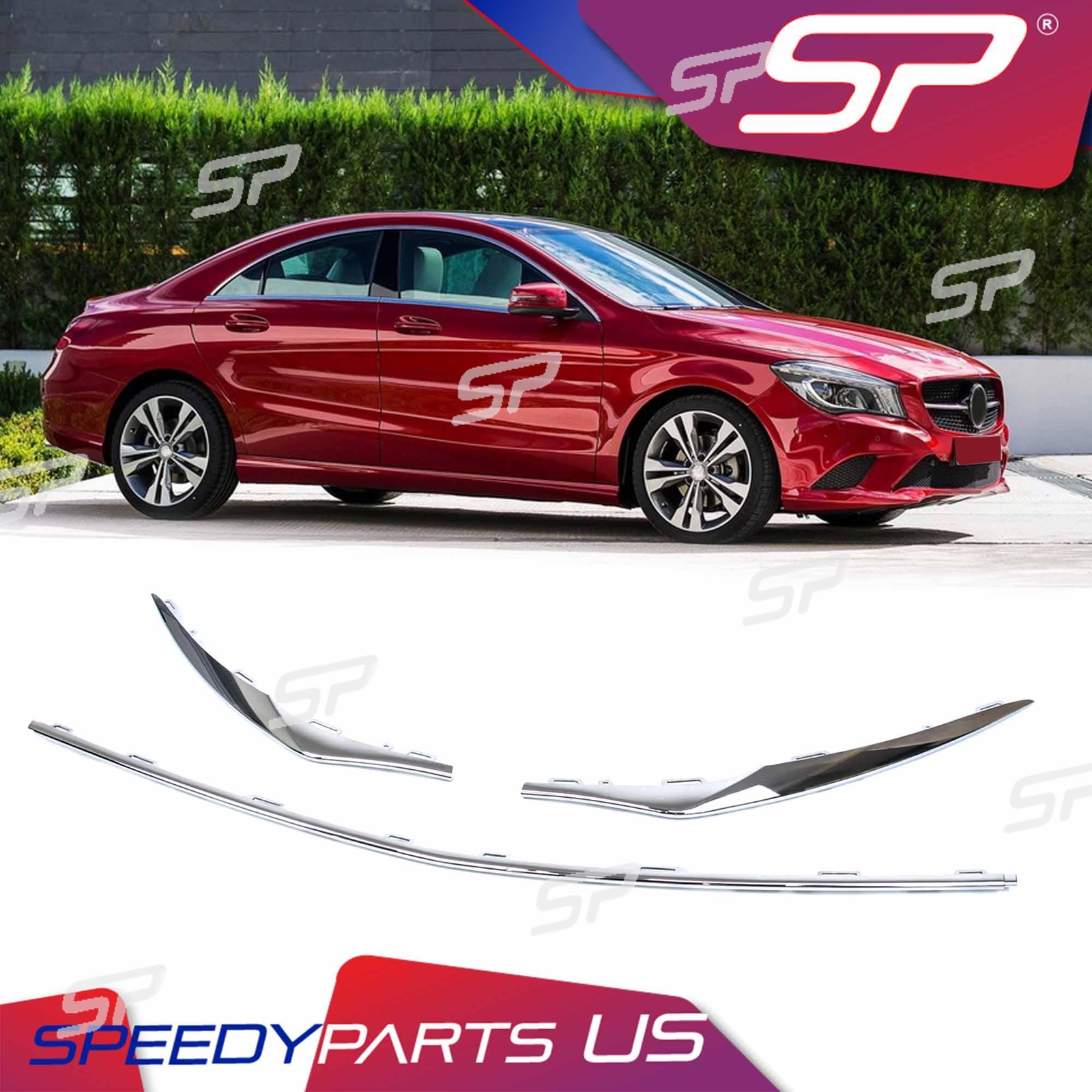 Chrome Front Lip Molding Trims for Mercedes C117 CLA Base 2017 2018 ...
