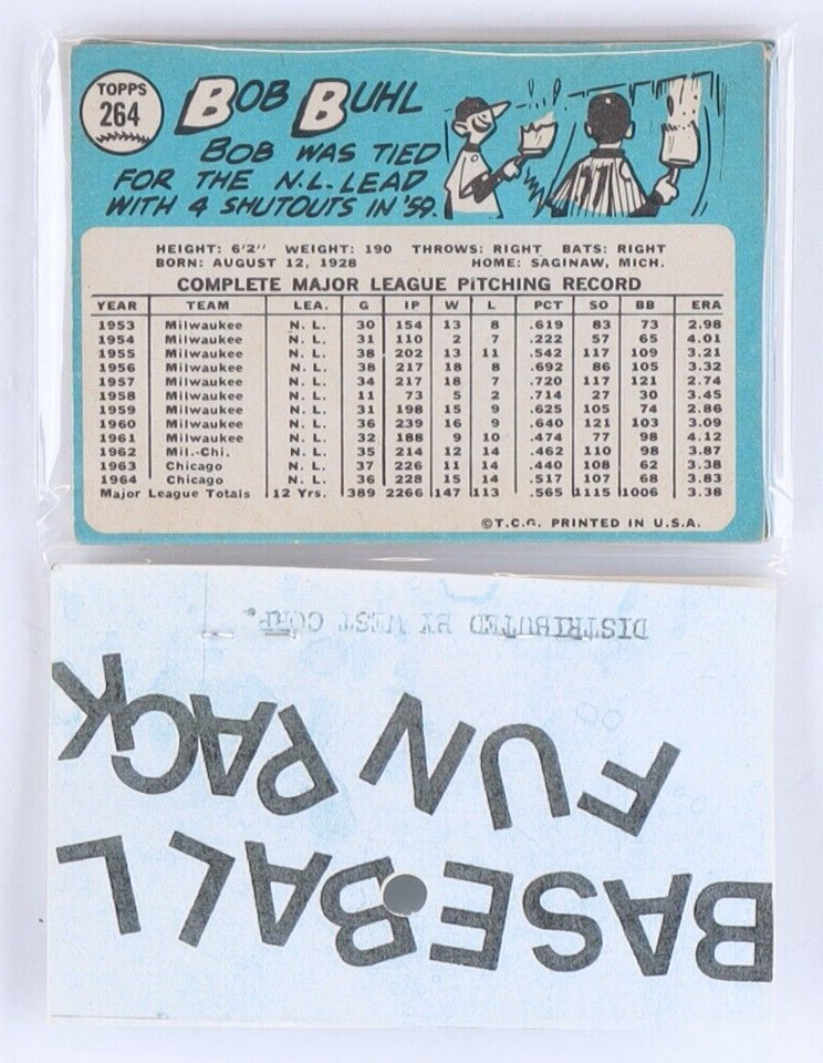 1965 Topps BASEBALL Card Fun Pack (10) Cards * ROBIN ROBERTS HOF FRONT ...