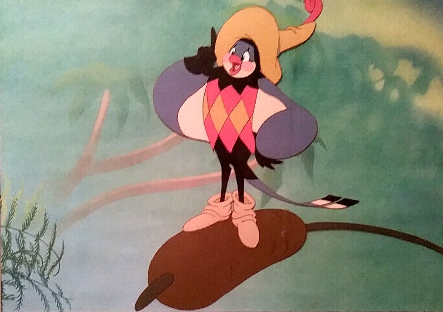 THUMBELINA: JACQUIMO, BLUTH PRODUCTION CEL SETUP, ON KEY COPY 16FLD BG ...