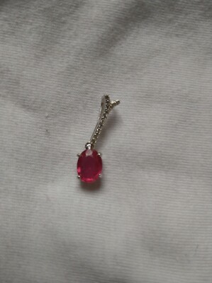 STERLING SILVER WHITE GOLD PLATED PENDANT RED RUBY | eBay UK