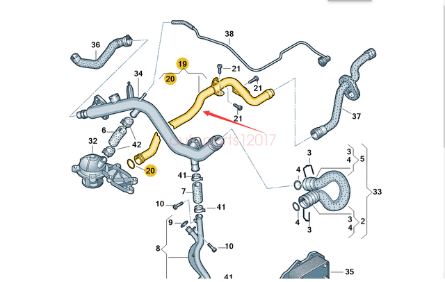 Genuine 06e 121 065n Engine Coolant Water Pipe for sale online | eBay
