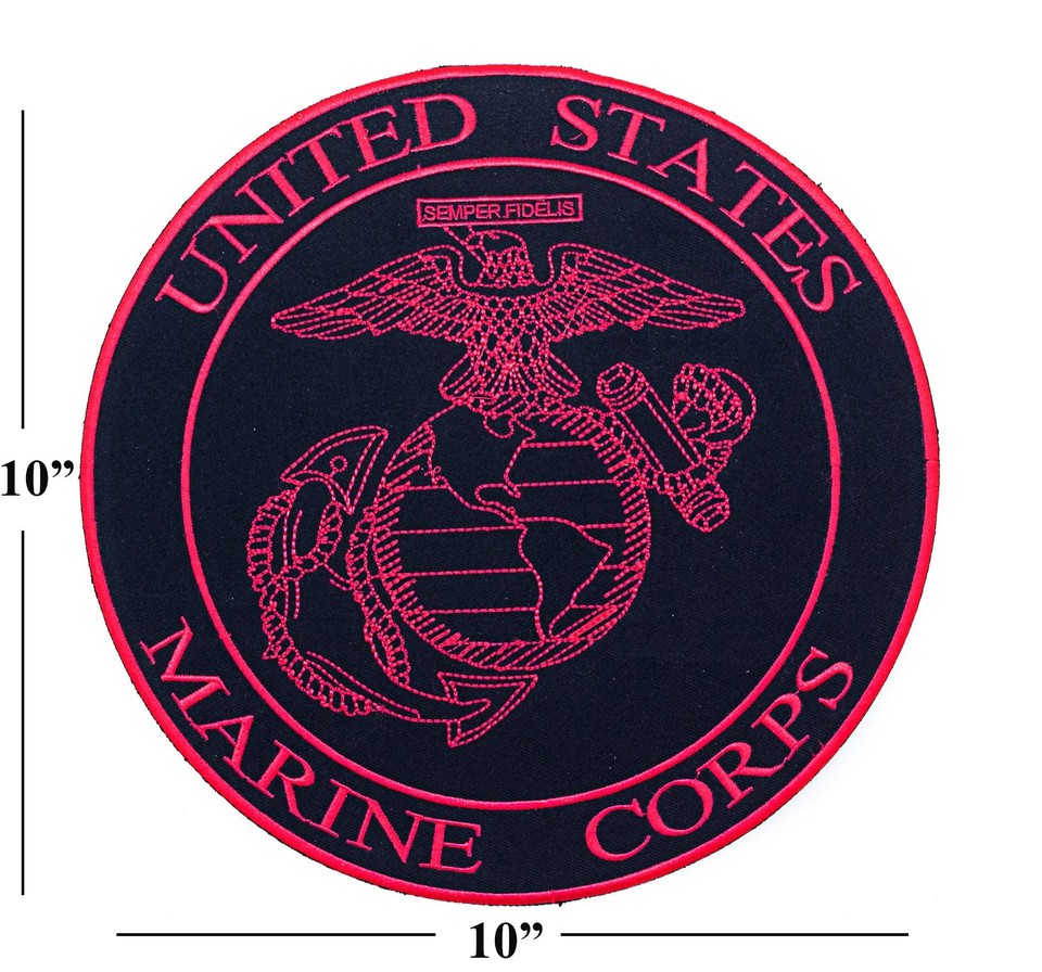 Red Black US Marine Corps Patch EGA Globe Anchor Sew-On Biker Back ...