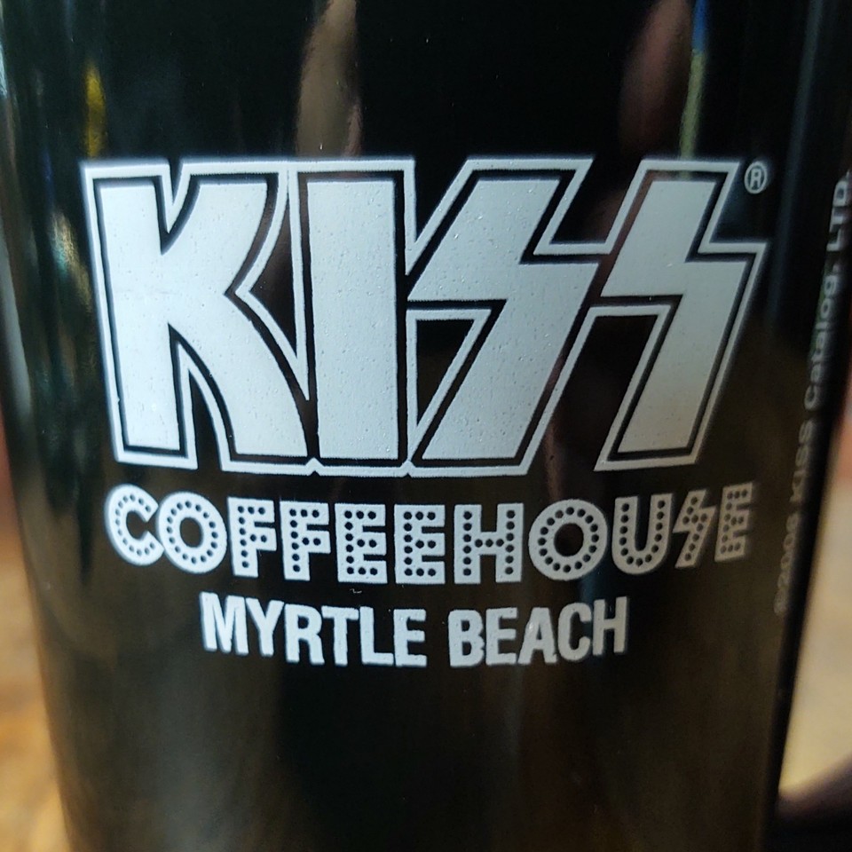 2006 Kiss Coffeehouse Coffee Mug Black / White Band Logo Myrtle Beach ...