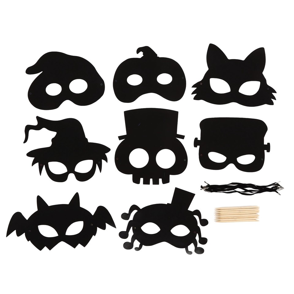 Halloween Art Kit: 8 Scratch Masks - Rainbow Animal Designs | eBay ...