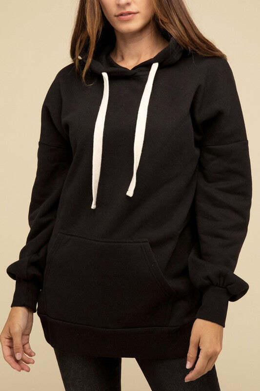 Zenana Oversized Drawstring Hoodie Tunic Sweatshirt with Pockets in 3 ...