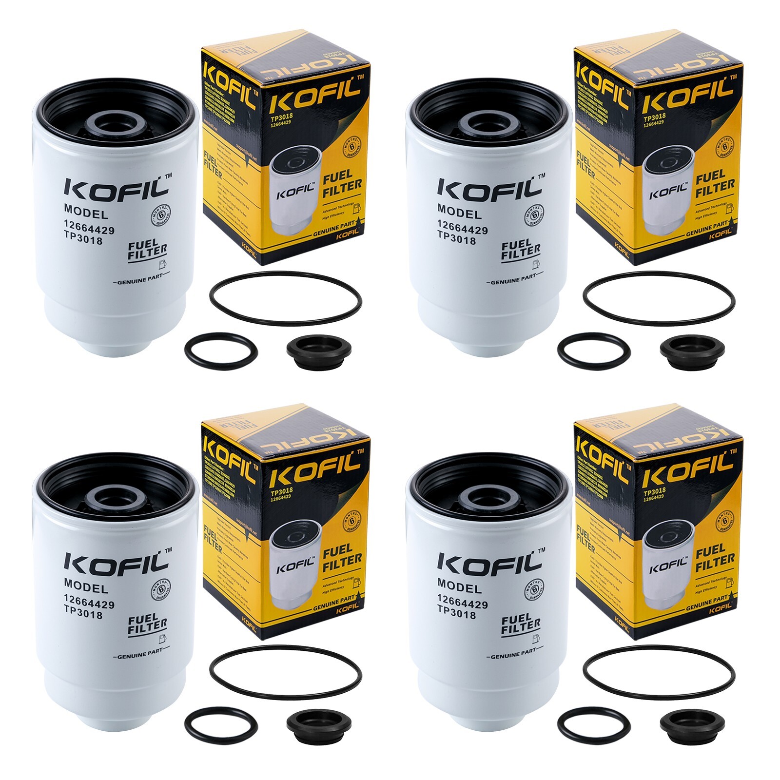 4-New 6.6L Duramax Diesel Fuel Filter for 2001-2016 Chevy GMC Replaces ...