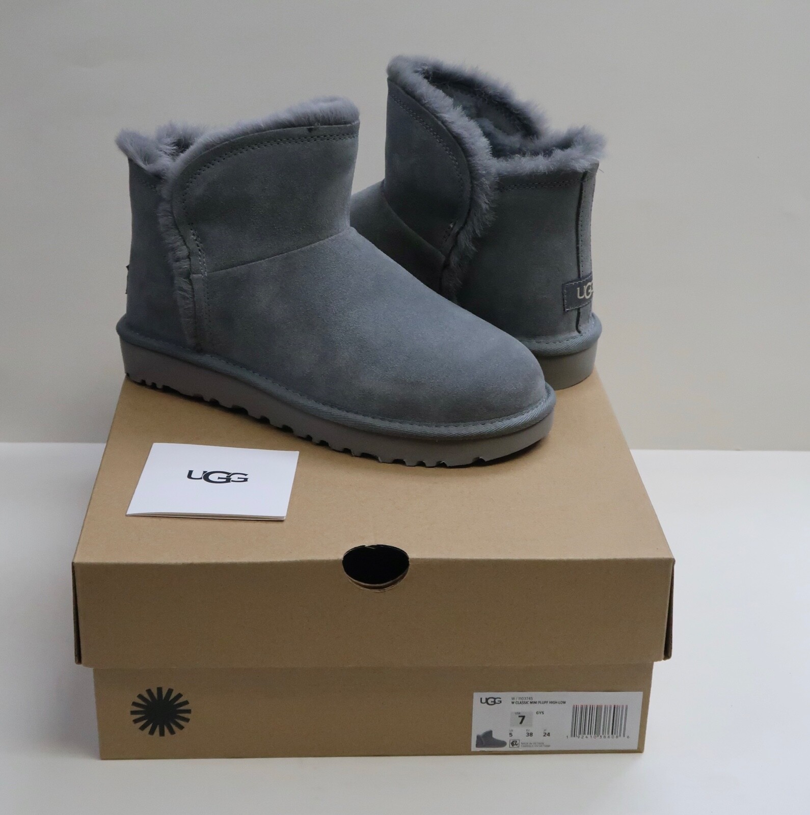 UGG Classic Mini Fluff High-Low Grey Women's Size US 7 Boots 1103745 ...