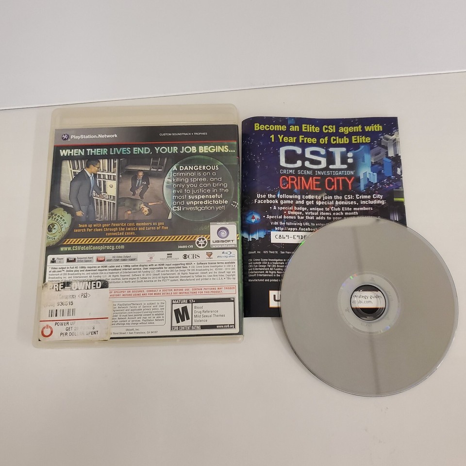 CSI Fatal Conspiracy PS3 PlayStation 3 - Complete CIB 8888346005 | eBay