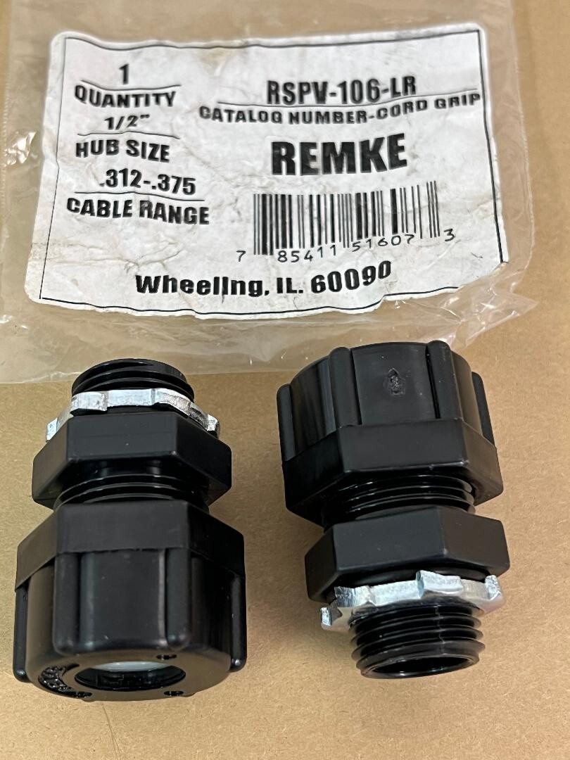 LOT OF 2: REMKE RSPV-106-LR CORD GRIP 1/2" HUB SIZE .312-.375 CABLE ...