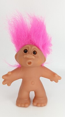 1986 Thomas Dam Bingo Troll 5" Doll Pink Hair Retro Vintage Collectible ...