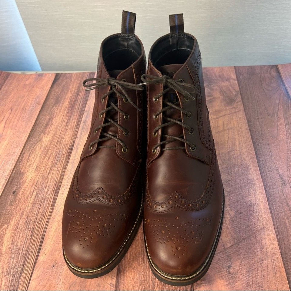 Nunn Bush Men's 13 W Brown Leather Odell Wing Tip Lace Up Chukka Boots ...