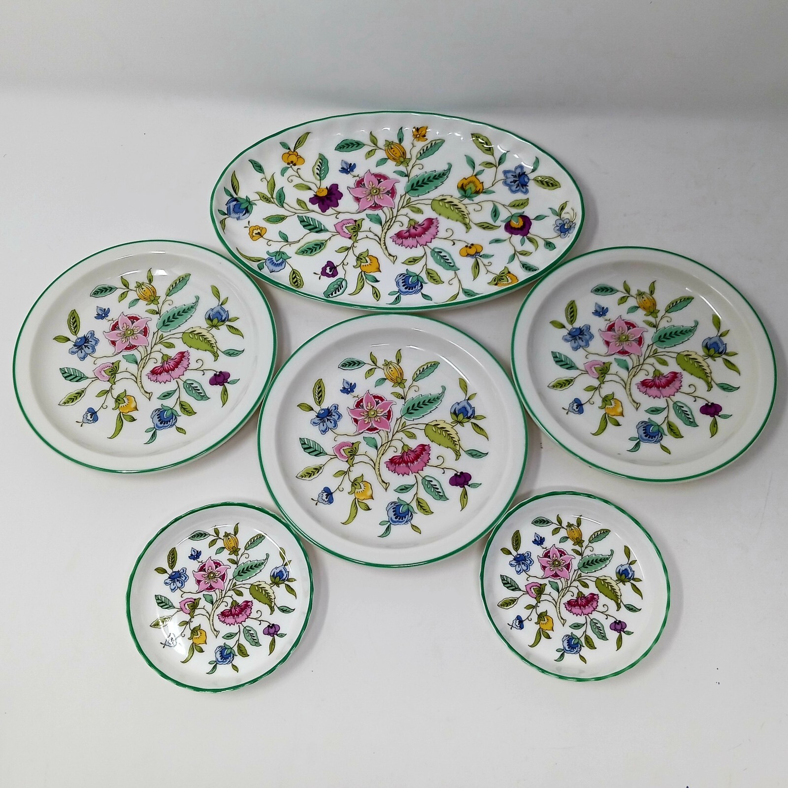 Set Of 6 Minton Haddon Hall Trinket Dishes Bone China Floral Coasters Six Trays | eBay