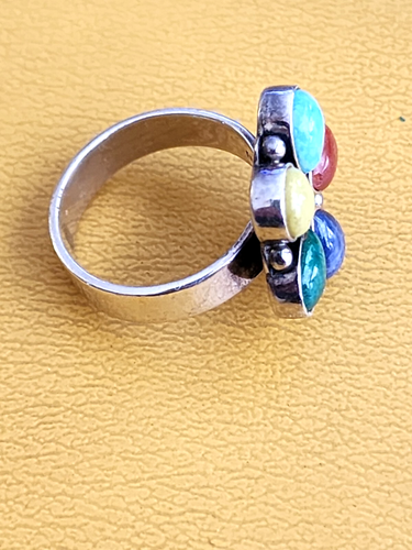 Peruvian Turquoise Sterling Silver Ring Sz 8 Marked Peru NV | eBay