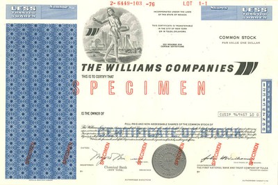 Williams Companies - Specimen Stocks & Bonds | eBay