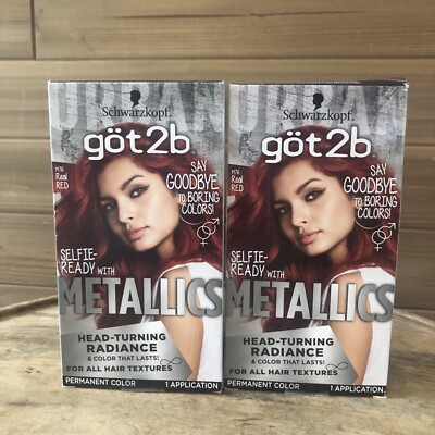 (2) Got2b Metallic Permanent Hair Color Metallic Real Red M76 ...