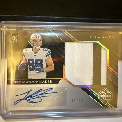 2023 Panini Limited Luke Schoonmaker RC /49 AUTO JERSEY PATCH SP ...