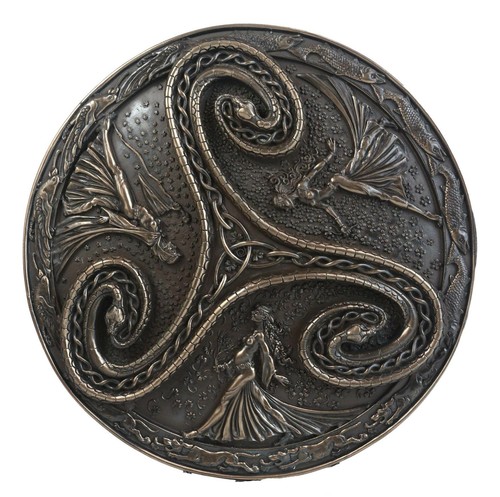 Wiccan Triple Goddess Triskele Spiral Serpent in Rune Circle Wall ...