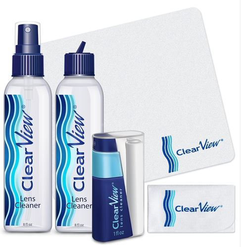 Clear View Lens Cleaner Kit | 2 X 8Oz Bottles, 1 Travel Spray (1Oz), 3 ...