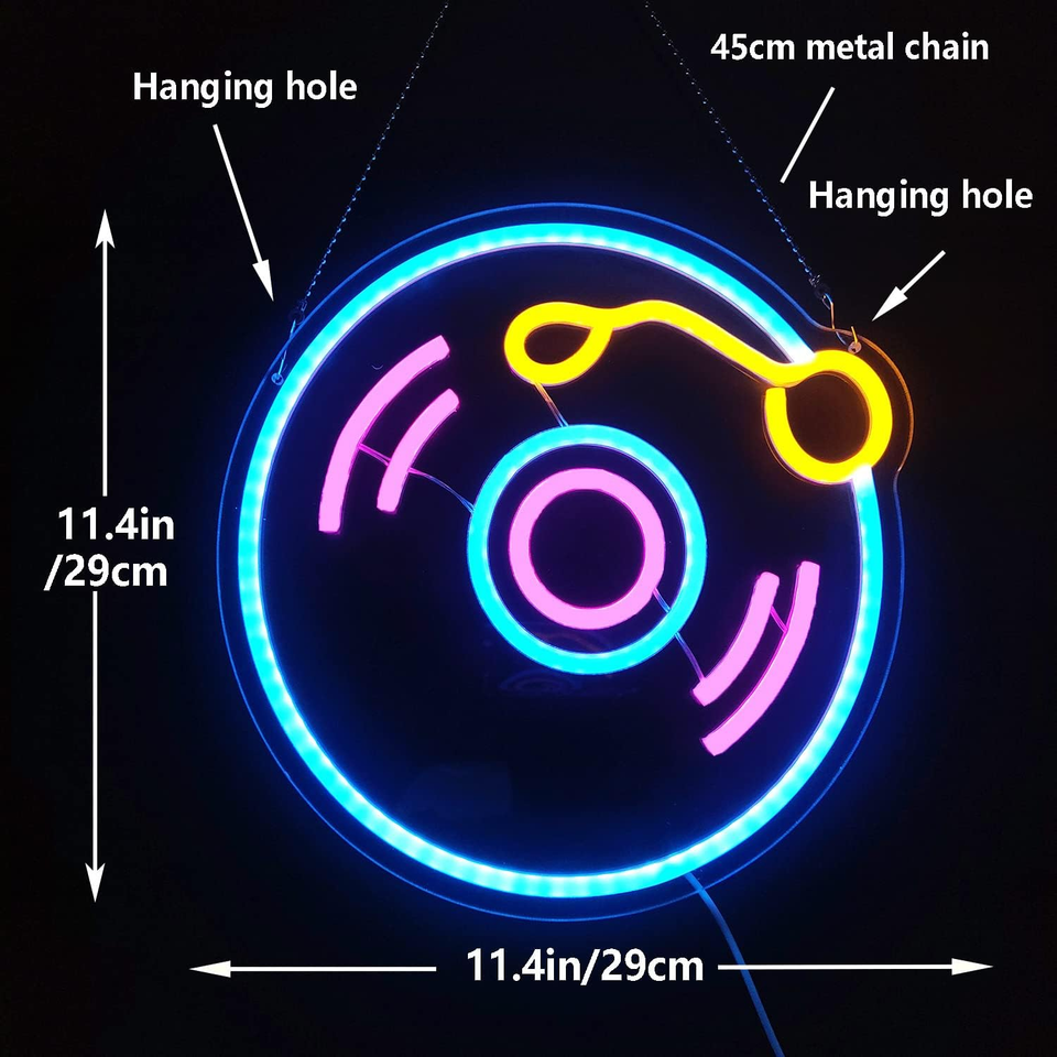 Record Neon Sign Dimmable Music Neon Signs for Wall Decor Player Record ...