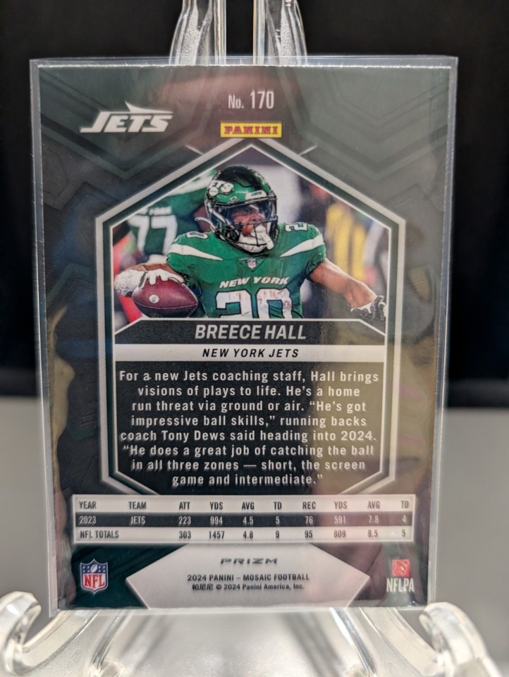 2024 Panini Mosaic Silver Mosaic Prizm Breece Hall #170 New York Jets ...