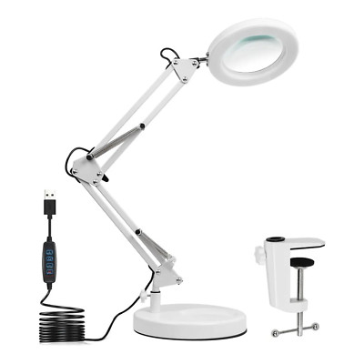 10X Magnifying Glass Desk Light Magnifier LED Lamp Reading Lamp With ...
