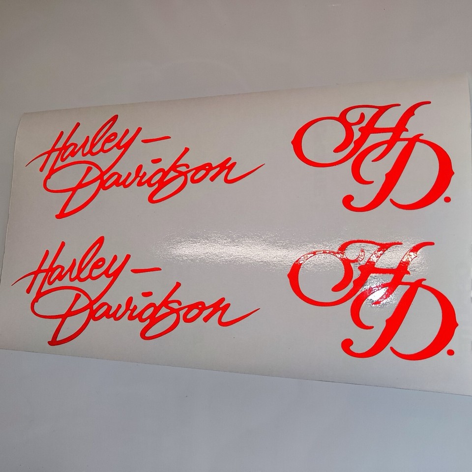 Cursive Harley Davidson Fuel Gas Tank Stickers Decals Emblems (SET-4 ...