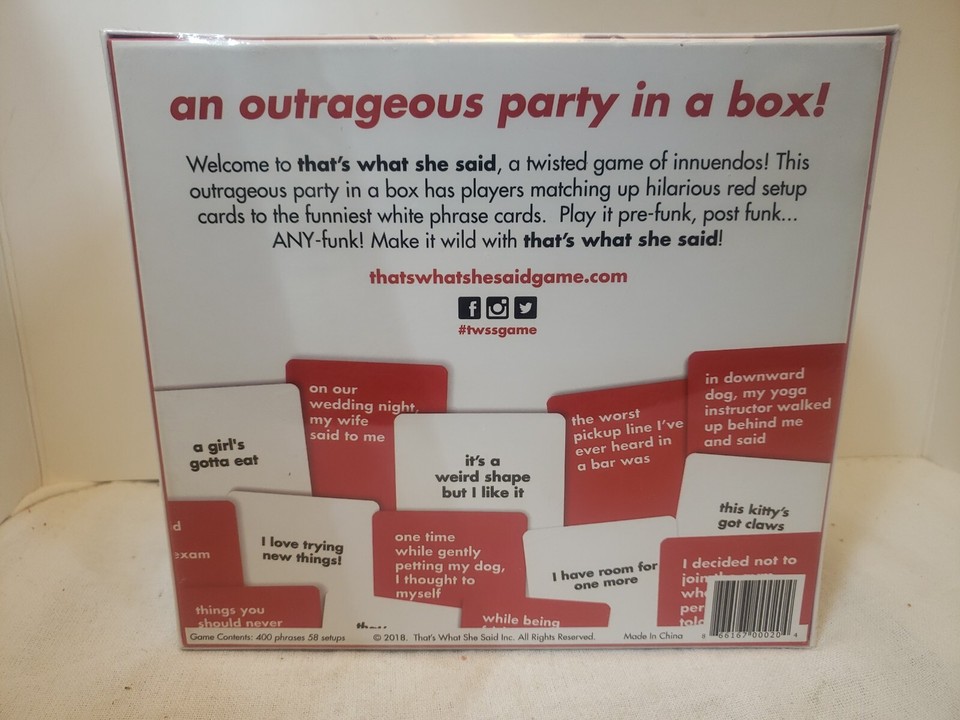 That's What She Said The Party Game of Twisted Innuendos Board Game New ...