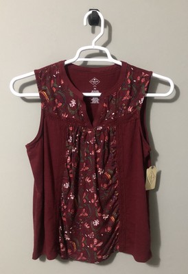NWT St. John's Bay Petite S Women's Top Claret Floral Lace | eBay