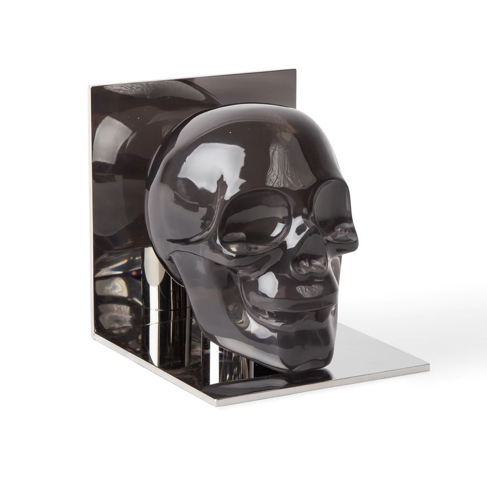Jonathan Adler Pair of Acrylic Skull Bookends in Smoke NIB | eBay