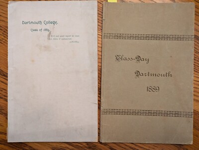 Vintage Dartmouth College Class Day for Senior Class of 1889 & 3rd ...