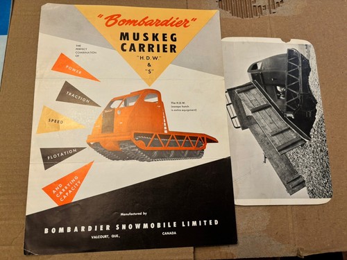 VINTAGE BOMBARDIER SNOWMOBILE IND -MUSKEG CARRIER -MODELS # HDW & # S ...